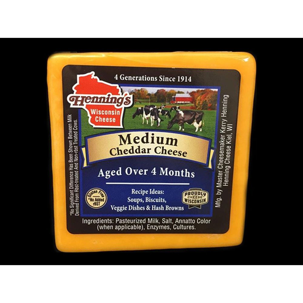 Hennings Medium Cheddar Cheese 56 Ounce 18 Per Case