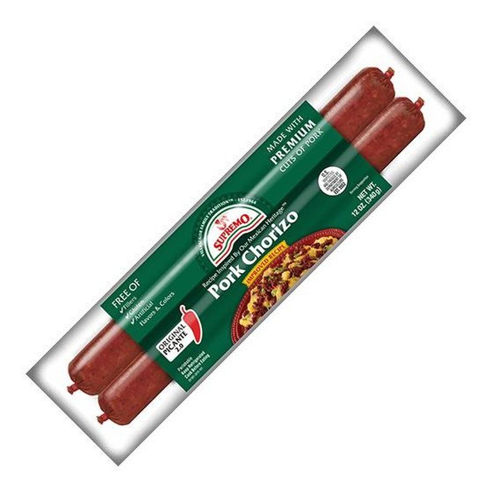 V and V Supremo Original Pork Chorizo, 12 Ounce -- 15 per case