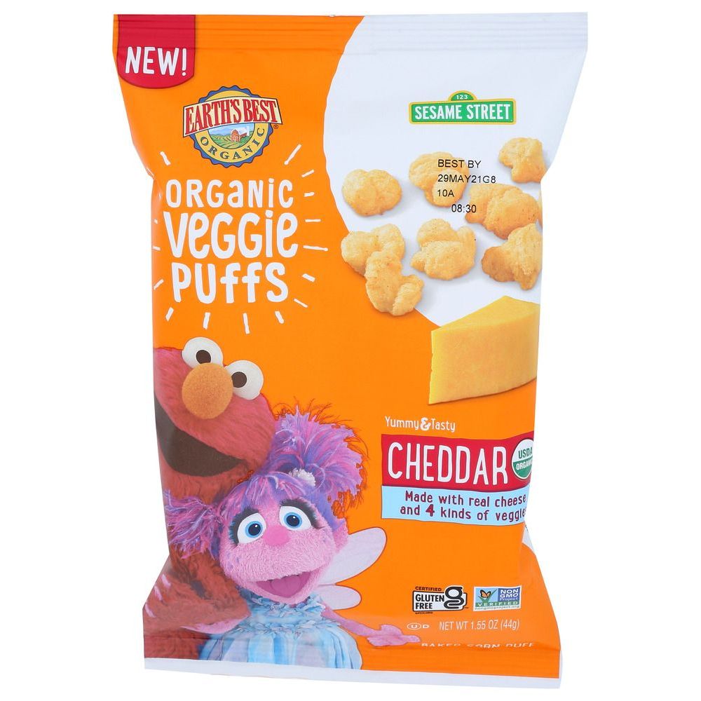 Earths Best Cheddar Organic Veggie Puffs for 24 Plus Months Baby, 1.55 ...
