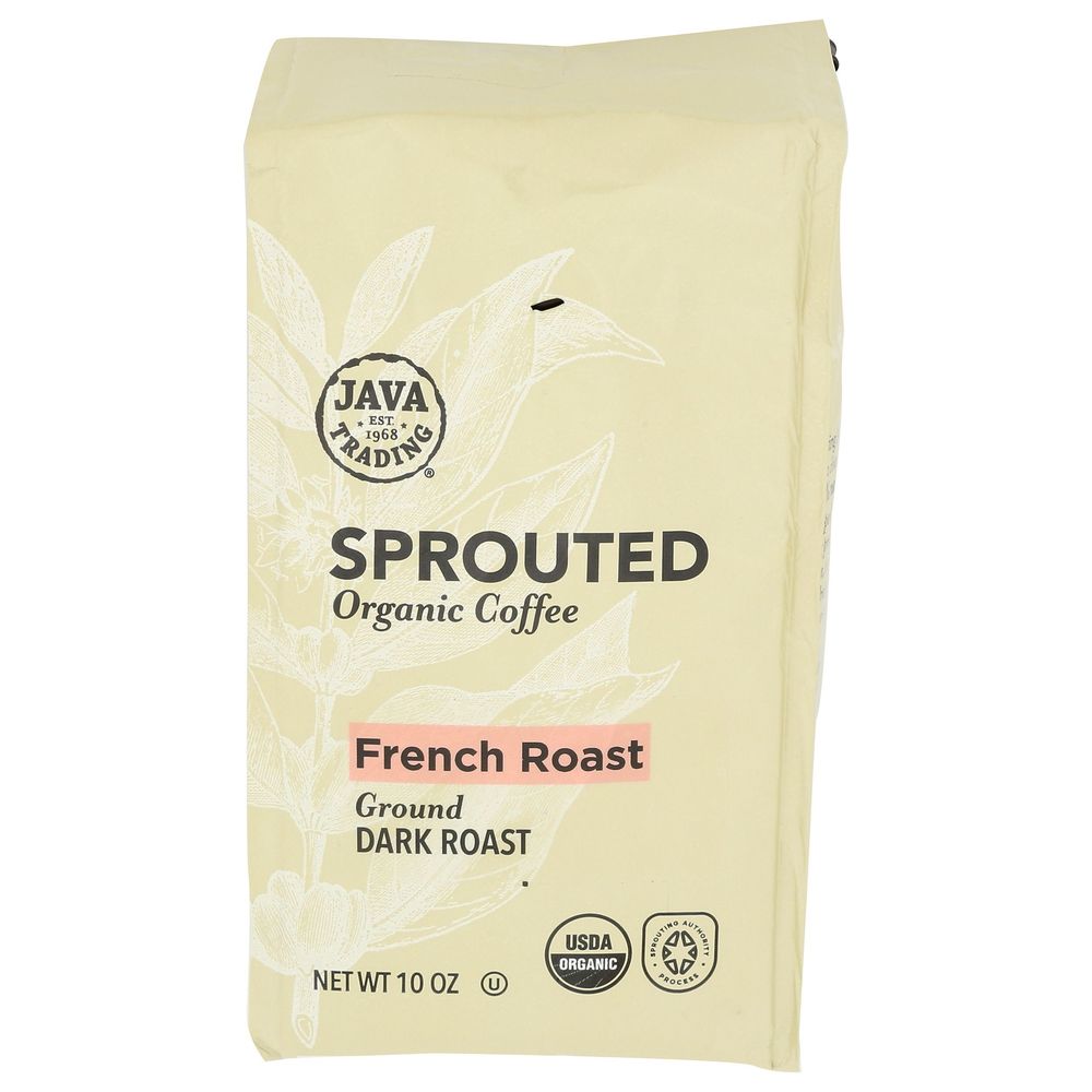 Java Trading Organic Sprouted French Roast Ground Coffee, 10 Ounce -- 6 per case