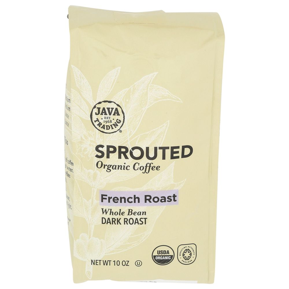 Java Trading Organic Sprouted French Roast Whole Bean Coffee, 10 Ounce -- 6 per case