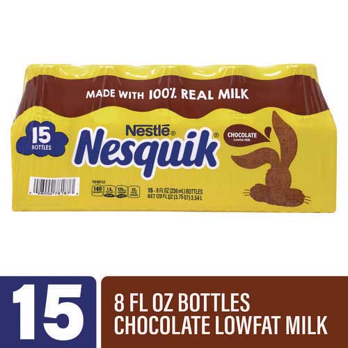 Nestle Nesquik Chocolate Lowfat Milk, 8 Ounce Bottle -- 15 per case ...