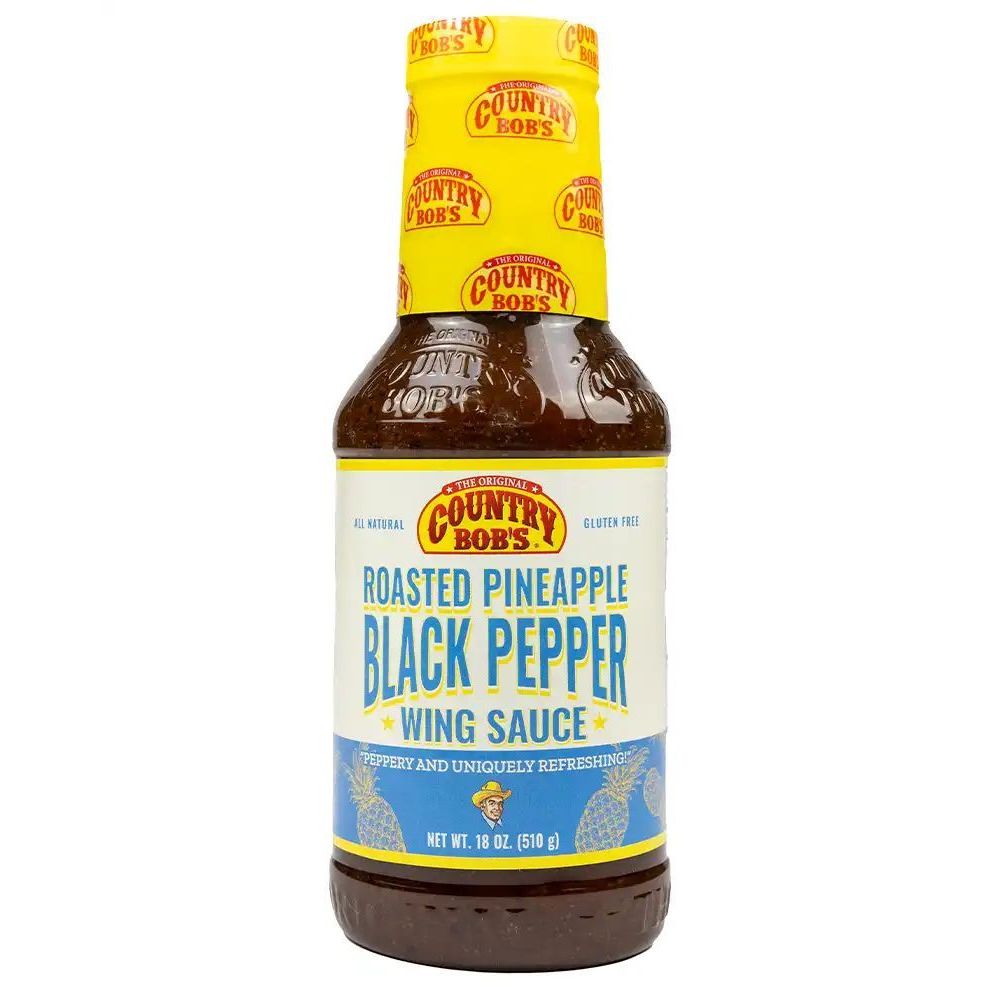 Country Bobs Roasted Pineapple Black Pepper Wing Sauce, 18 Ounce -- 6 per case