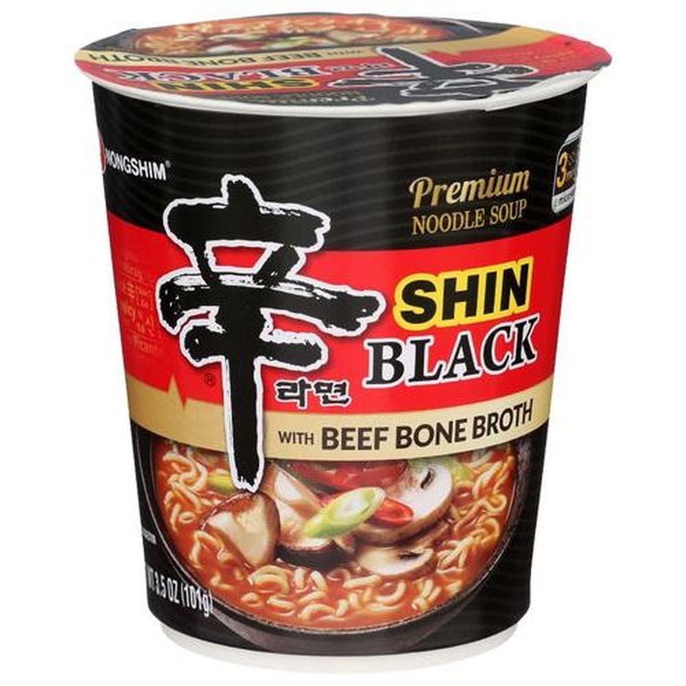 Nong Shim Shin Black with Beef Bone Broth Noodle Soup, 3.56 Ounce -- 6 ...
