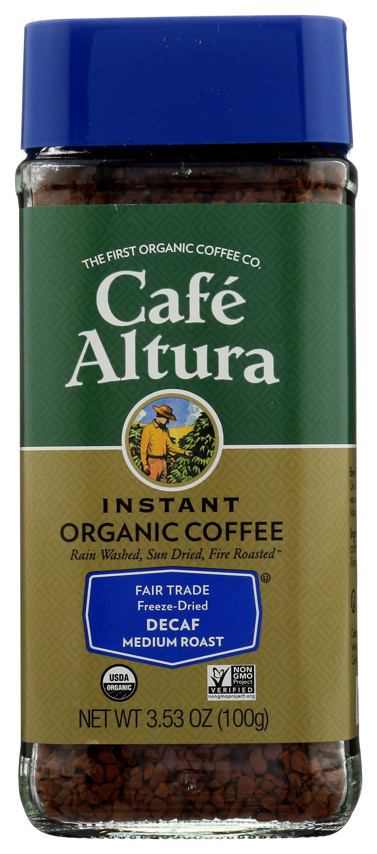 Cafe Altura Organic Decaf Medium Roast Instant Coffee, 3.5 Ounce -- 6 ...