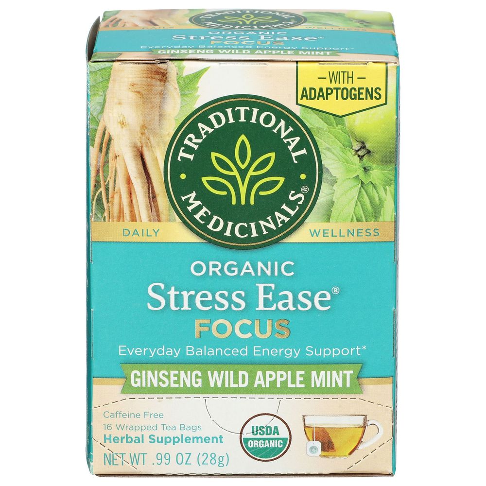 Traditional Medicinals Organic Stress Ease Focus Tea, 16 tea bags -- 6 ...