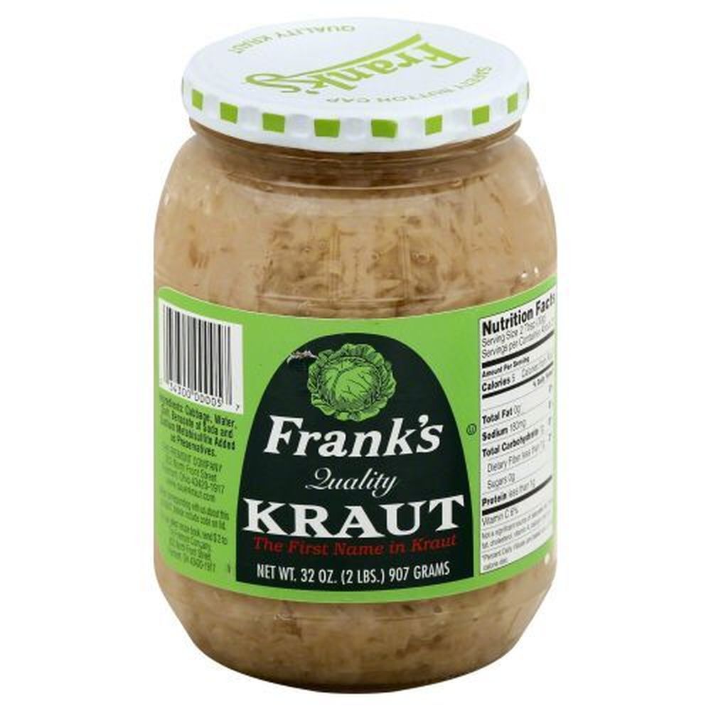 Franks Shredded Kraut 32 Ounce Glass Bottle 12 Per Case