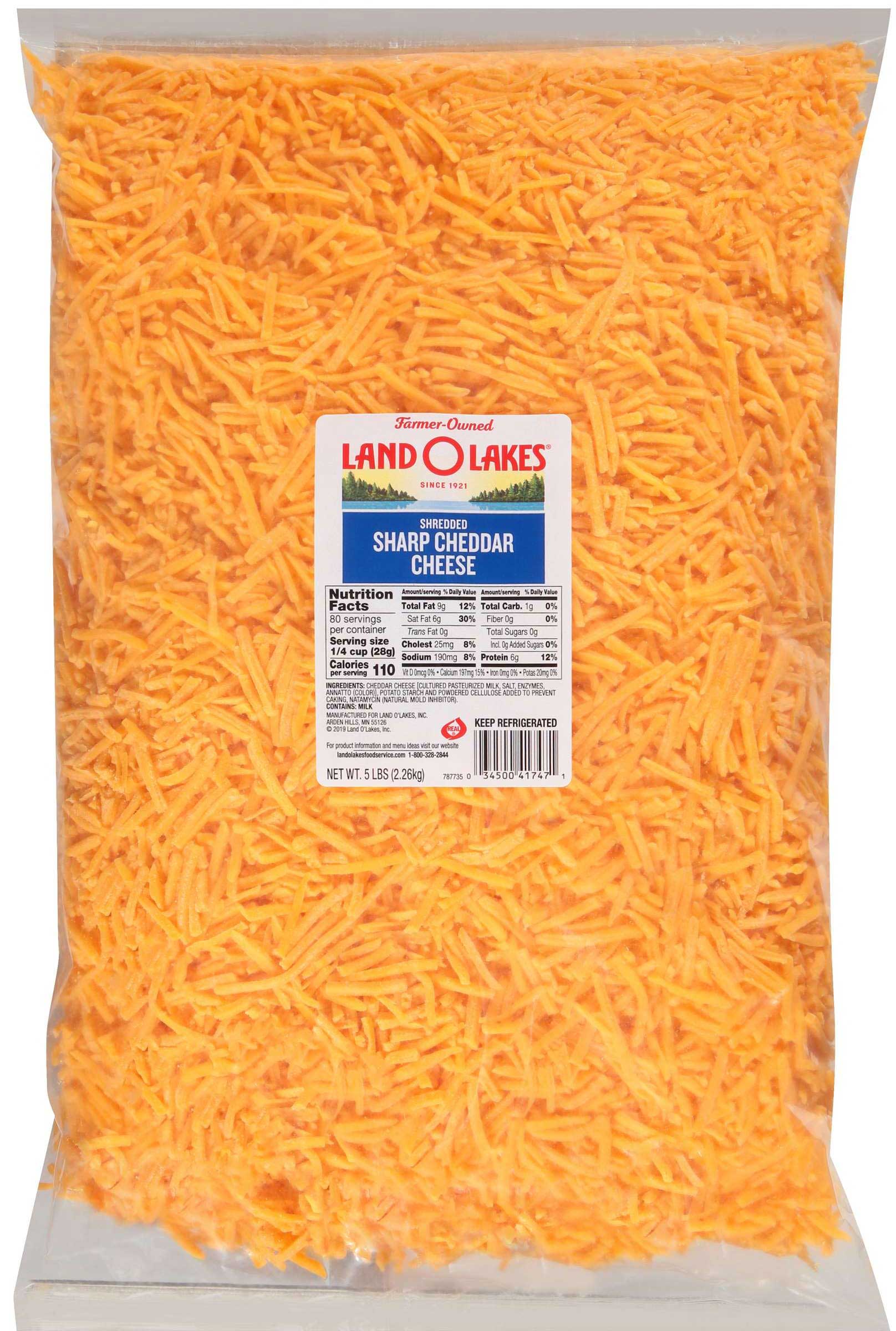 Land O Lakes Yellow Shredded Sharp Cheddar Cheese Case | FoodServiceDirect