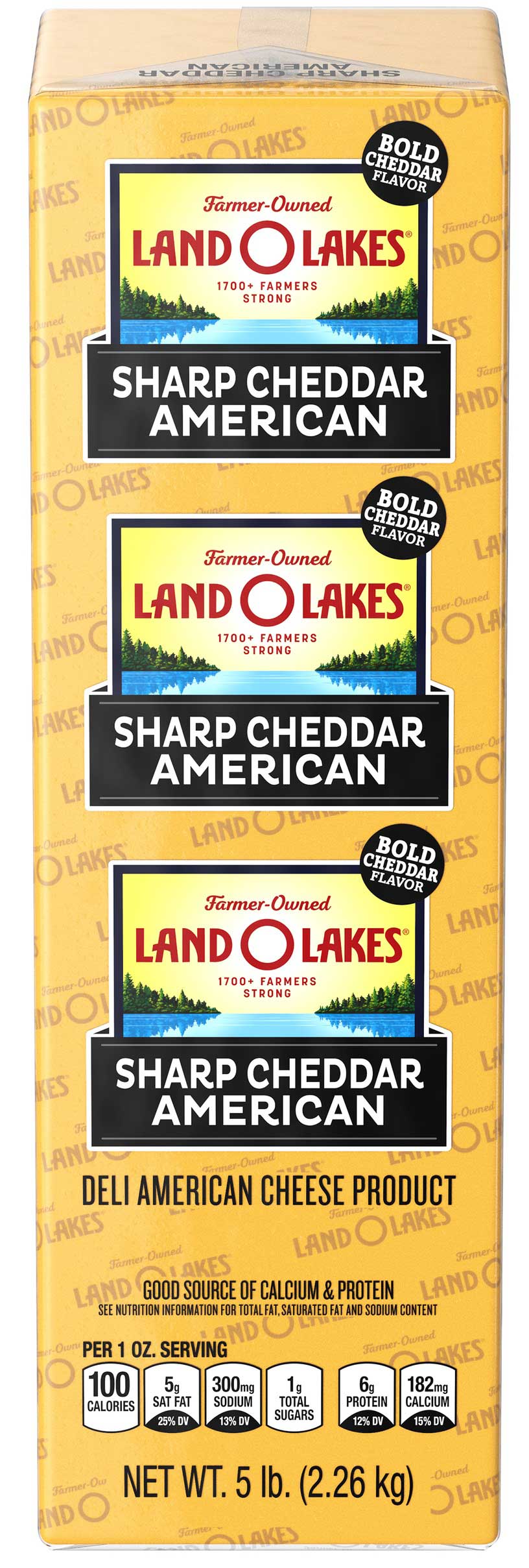 Land O Lakes Sharp Cheddar Yellow Deli American Cheese, 5 Pound