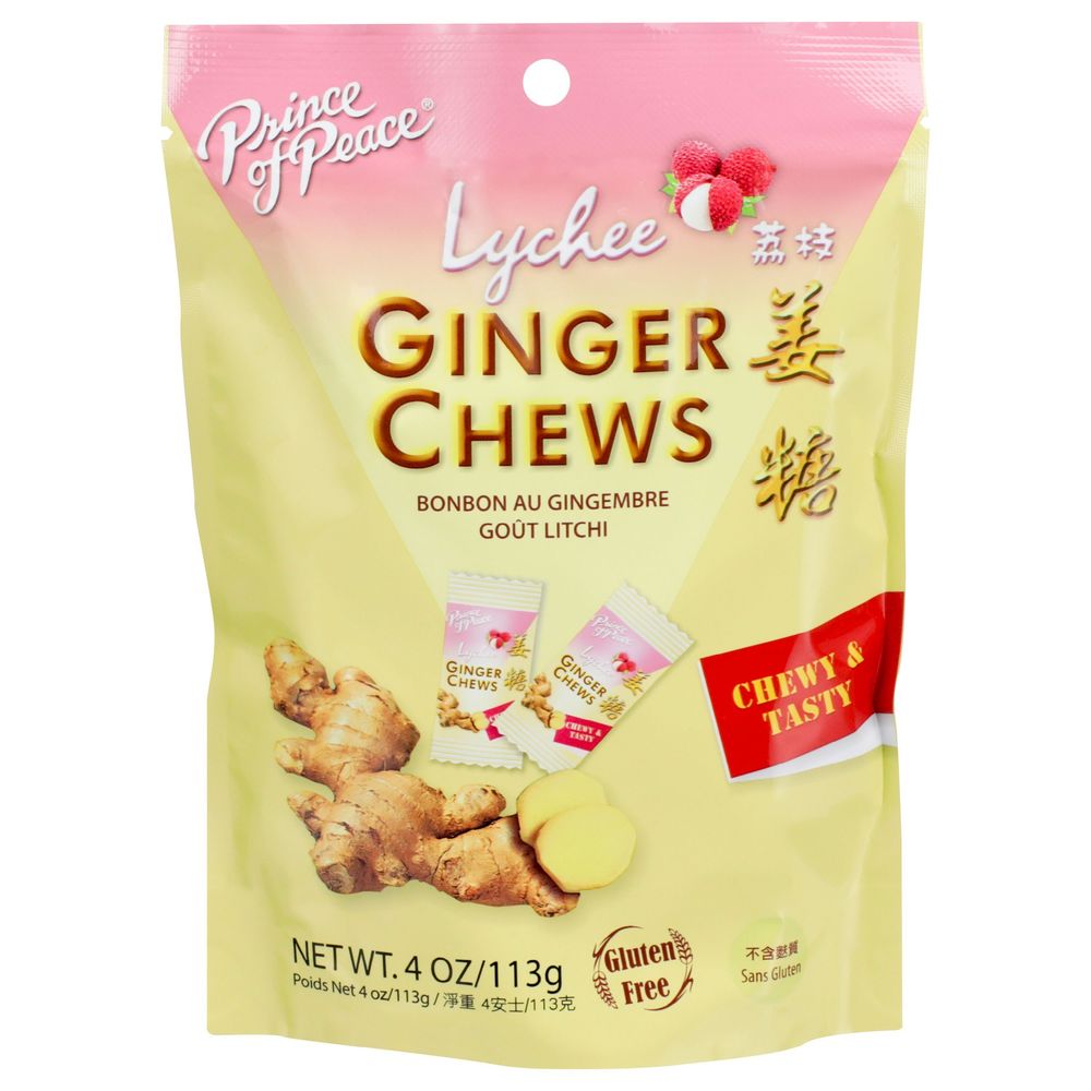 Prince of Peace Lychee Ginger Chew Candy, 4 Ounce -- 12 per case