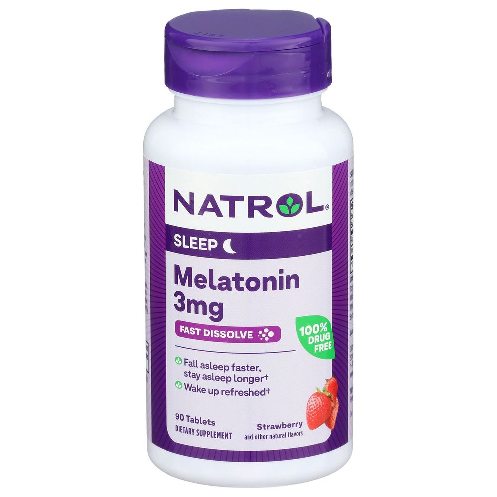 Natrol Strawberry Flavor Melatonin 3mg Beauty Fast Dissolve Tablets, 90 ...