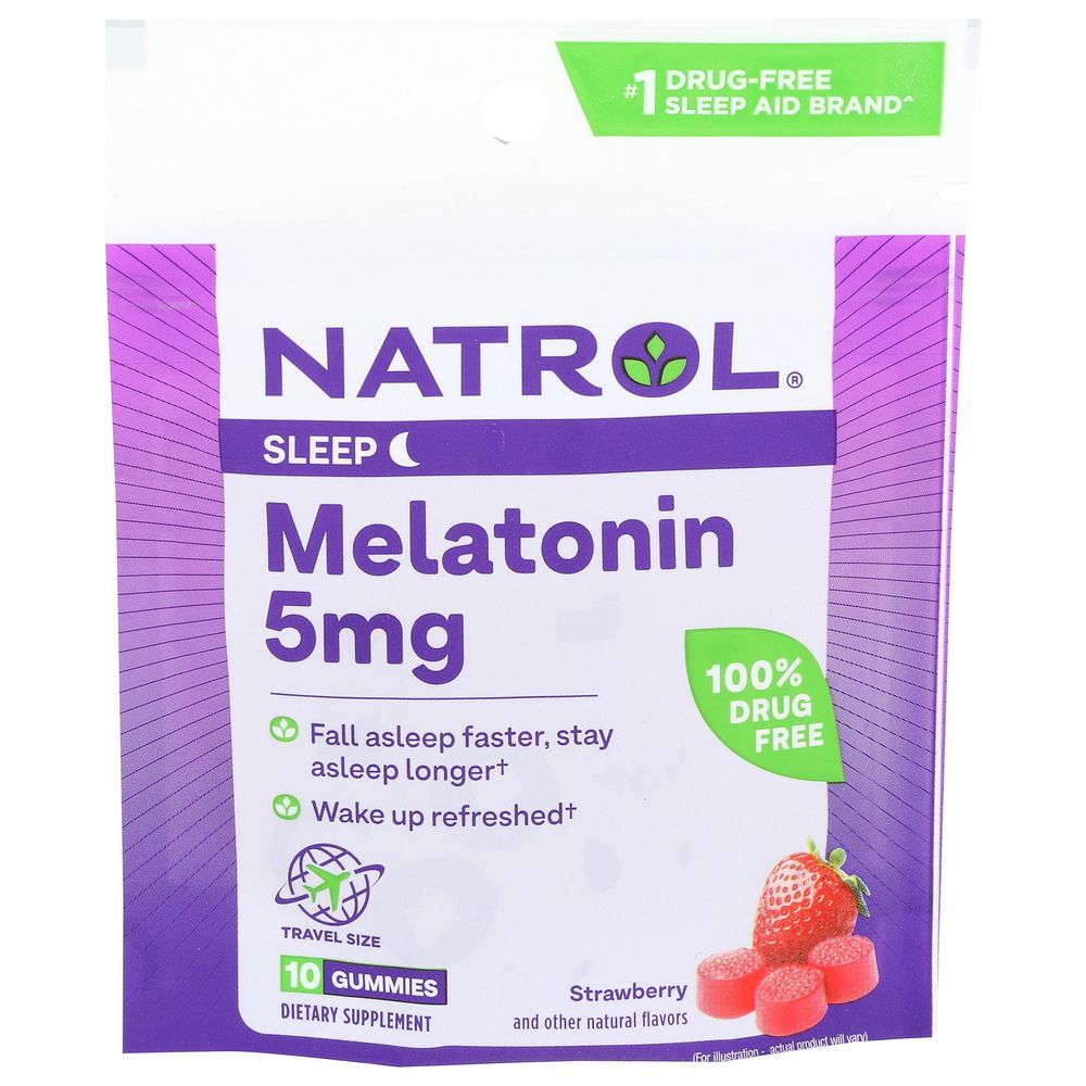 Natrol Strawberry Flavor Melatonin 5mg Sleep Support Gummies, 10 count ...