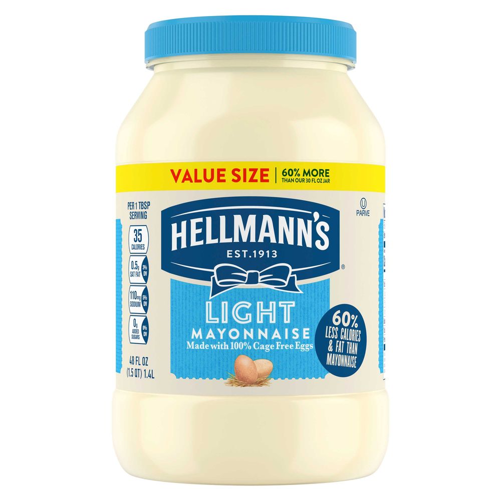 Hellmanns Creamy Light Mayonnaise, 48 Fluid Ounce -- 12 per case