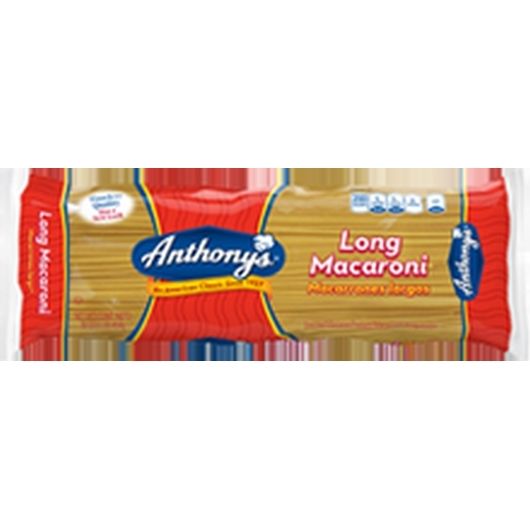 Anthonys Long Macaroni Pasta, 16 Ounce -- 20 per case.