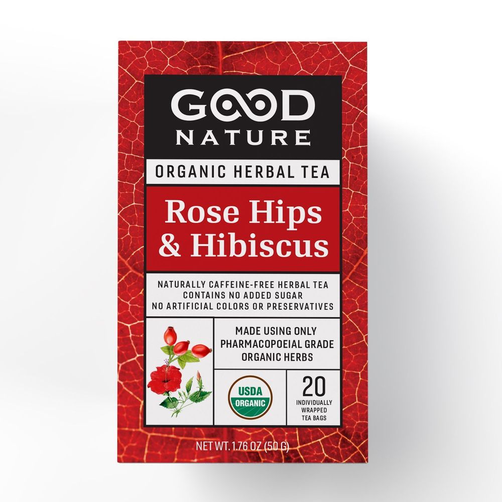 Good Nature Organic Rose Hips and Hibiscus Tea, 20 tea bags -- 6 per case