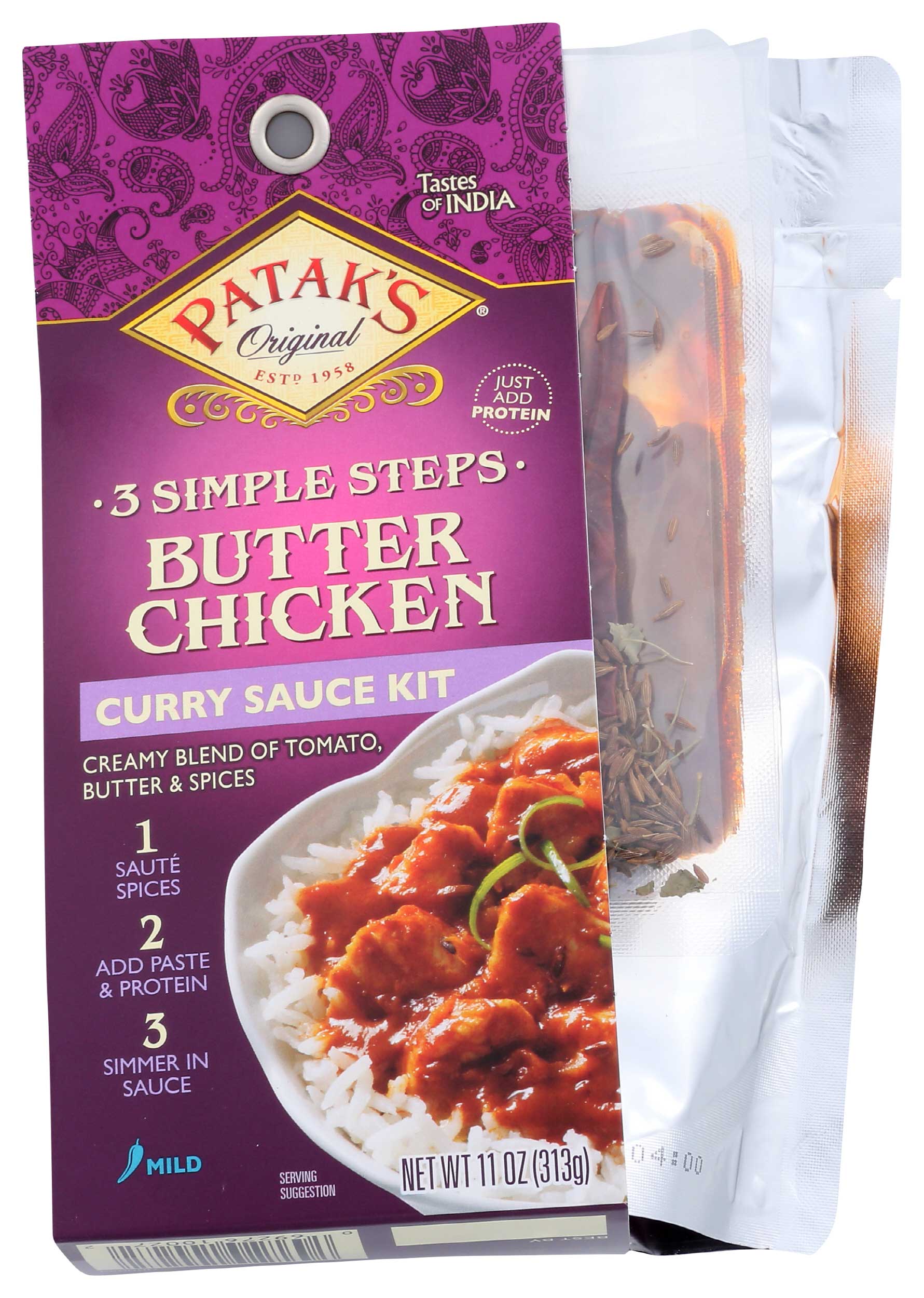 Pataks 3 Simple Step Butter Chicken Curry Sauce Kit 11 Ounce 6 Per Case