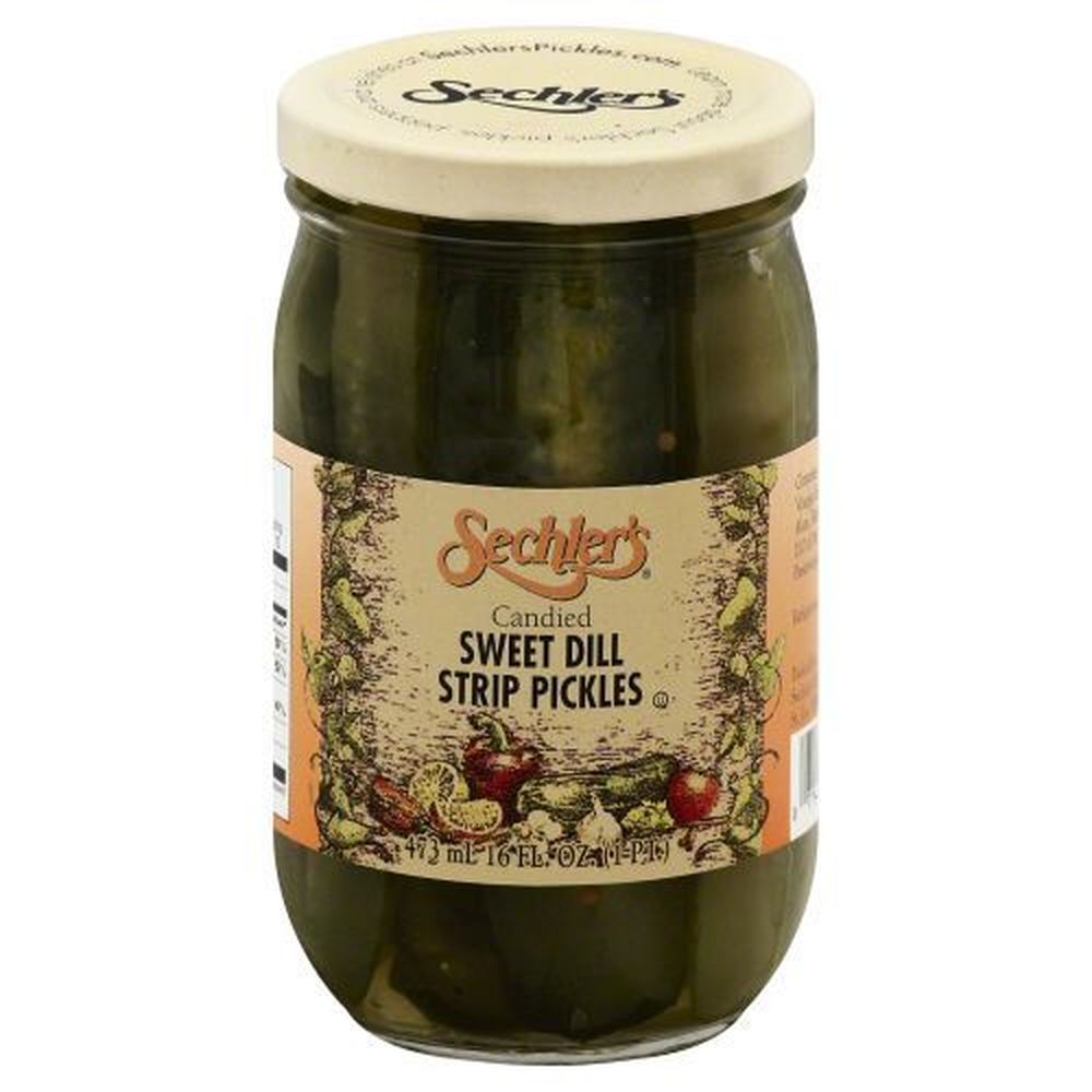 Sechlers Candied Sweet Dill Strip Pickles, 16 Ounce -- 6 per case