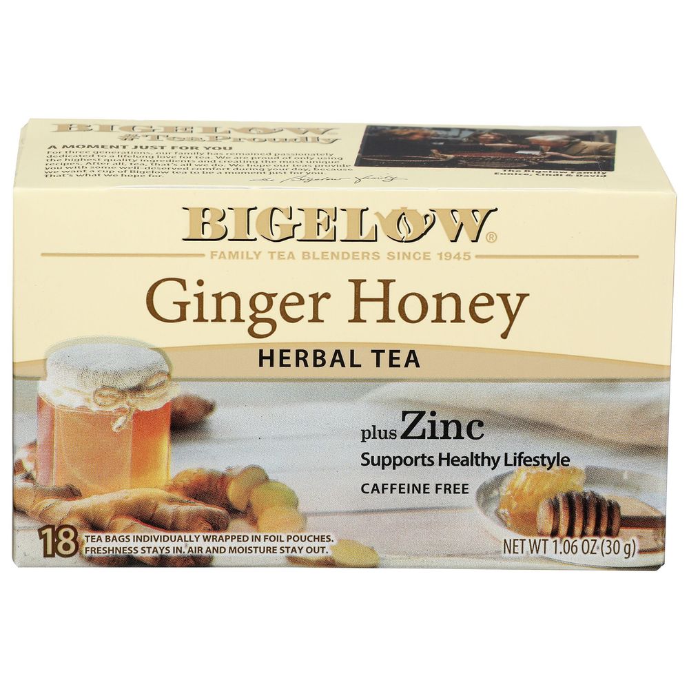 Bigelow Ginger Honey Plus Zinc Herbal Tea Bag, 1.06 Ounce -- 6 per case