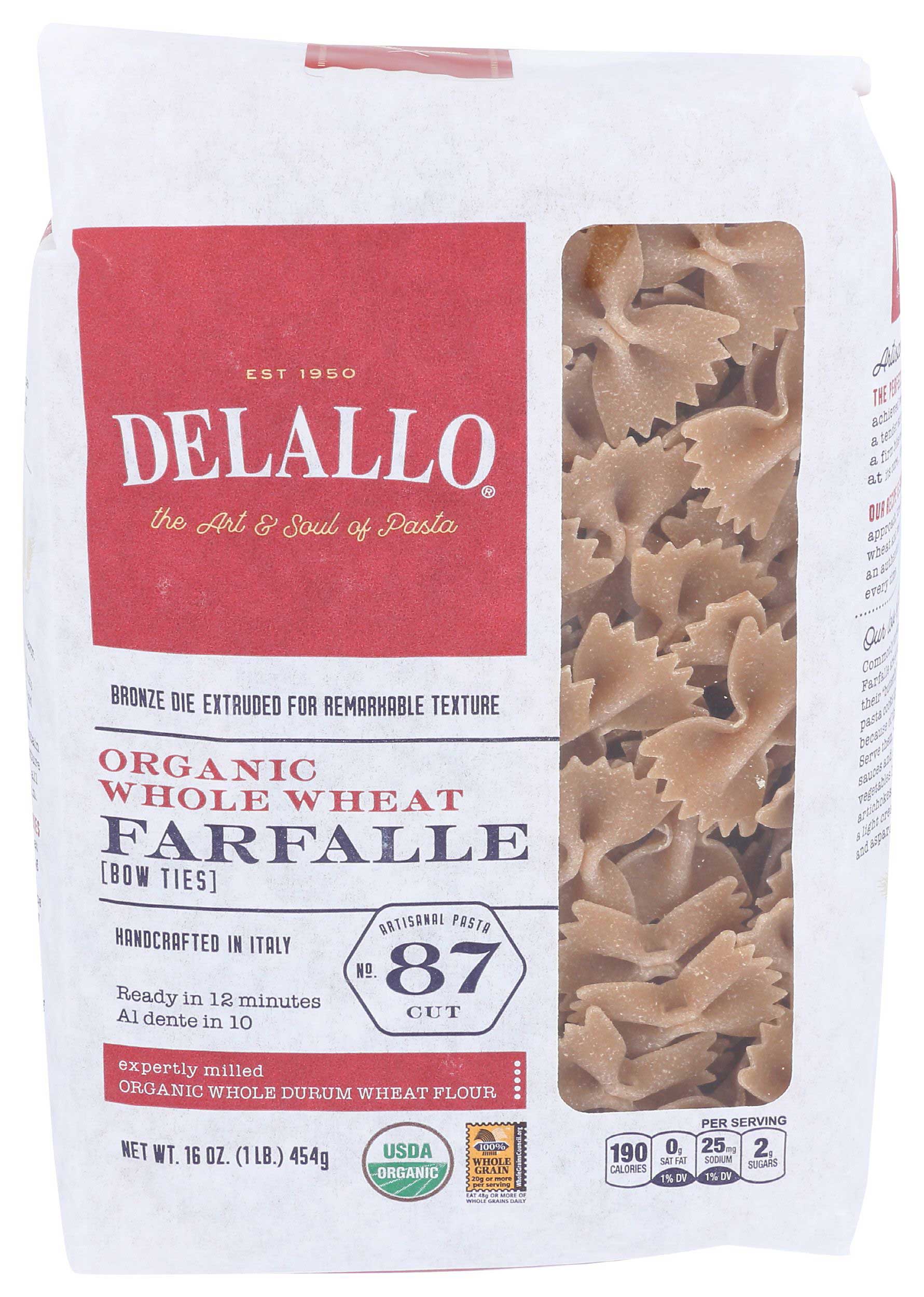 Delallo Whole Wheat Farfalle Pasta| FoodServiceDirect