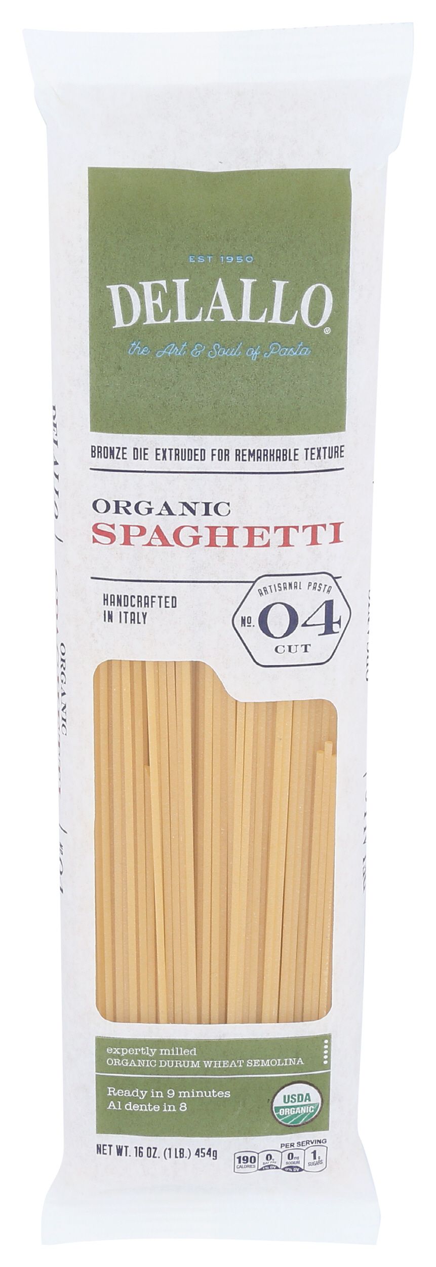 Delallo Organic Semolina Spaghetti Pasta, 16 Ounce -- 16 per case