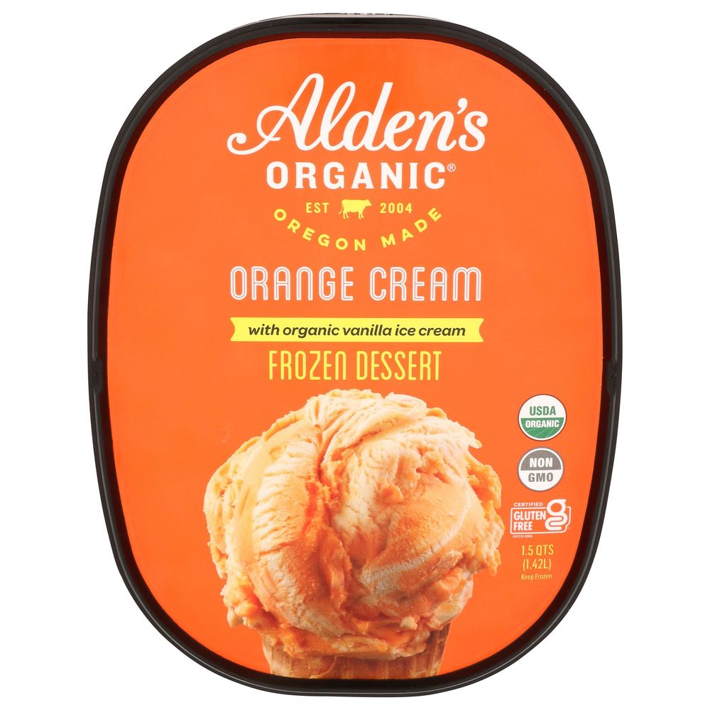Aldens Organic Orange Cream Ice Cream, 48 Ounce -- 3 per case