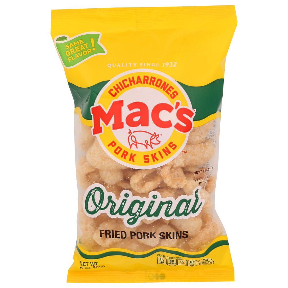 Macs Original Fried Pork Skins, 3 Ounce -- 12 per case