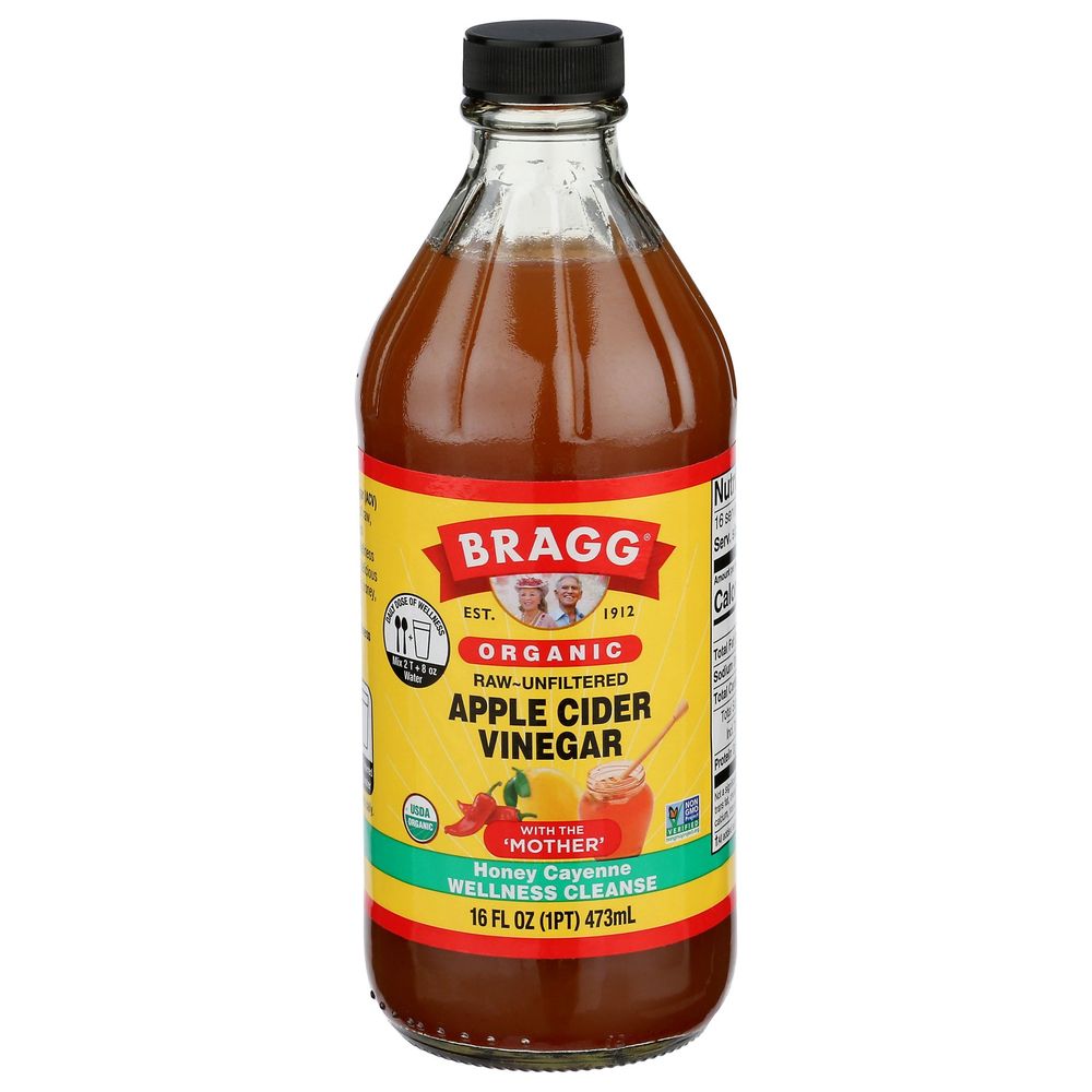 Bragg Organic Raw Unfiltered Apple Cider Vinegar, 16 Fluid Ounce -- 12 ...