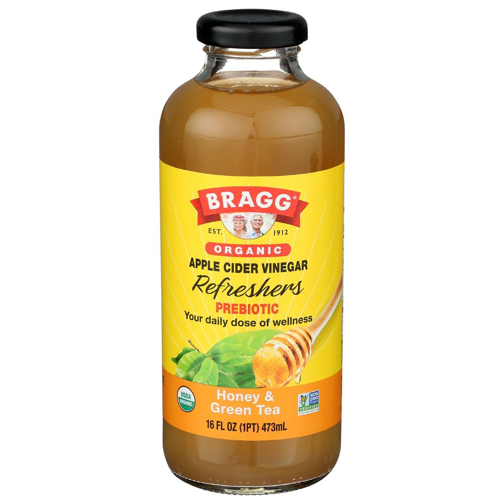 Bragg Organic Honey and Green Tea Apple Cider Vinegar Refresher, 16 ...