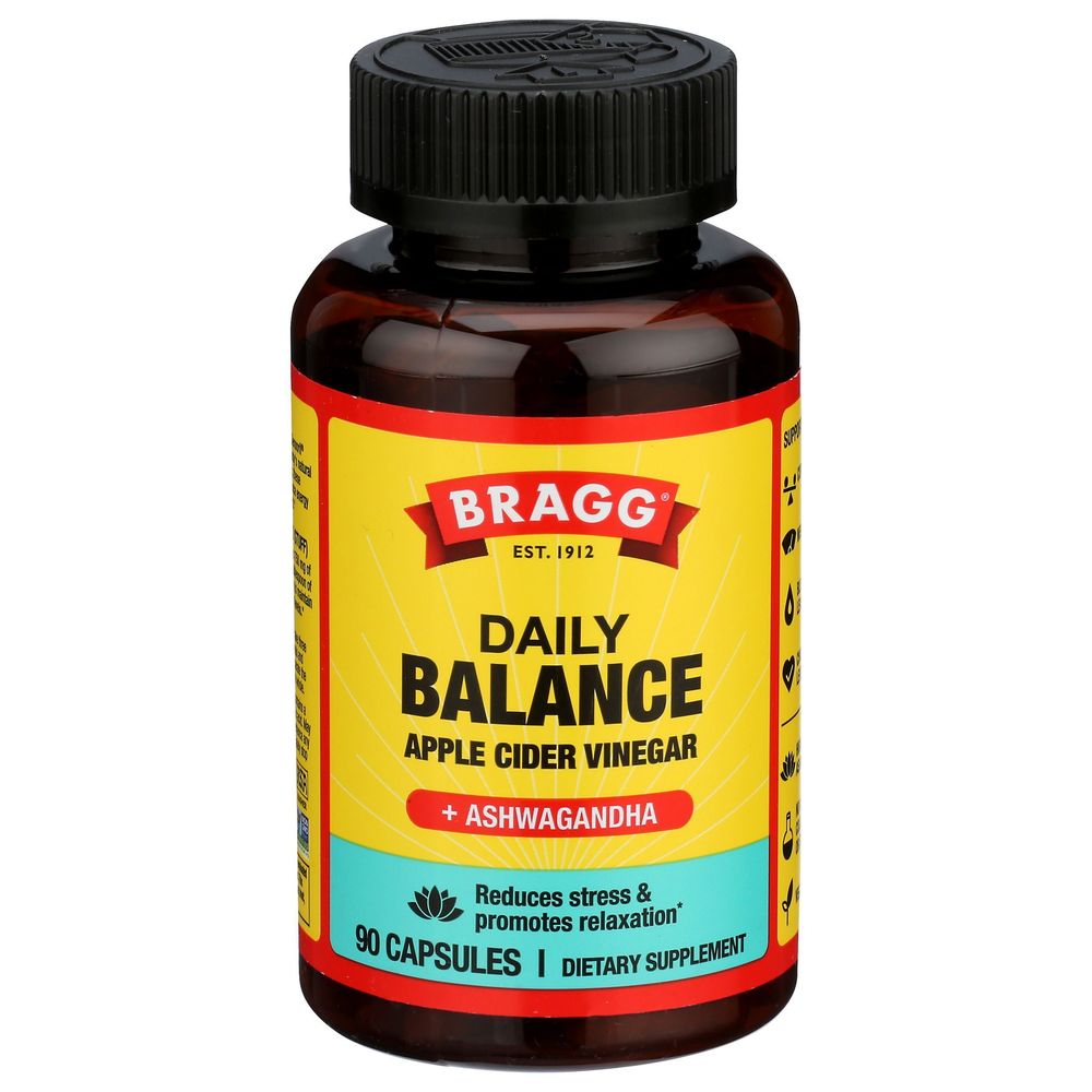 Bragg Daily Balance Apple Cider Vinegar Plus Ashwagandha Capsules, 90 count