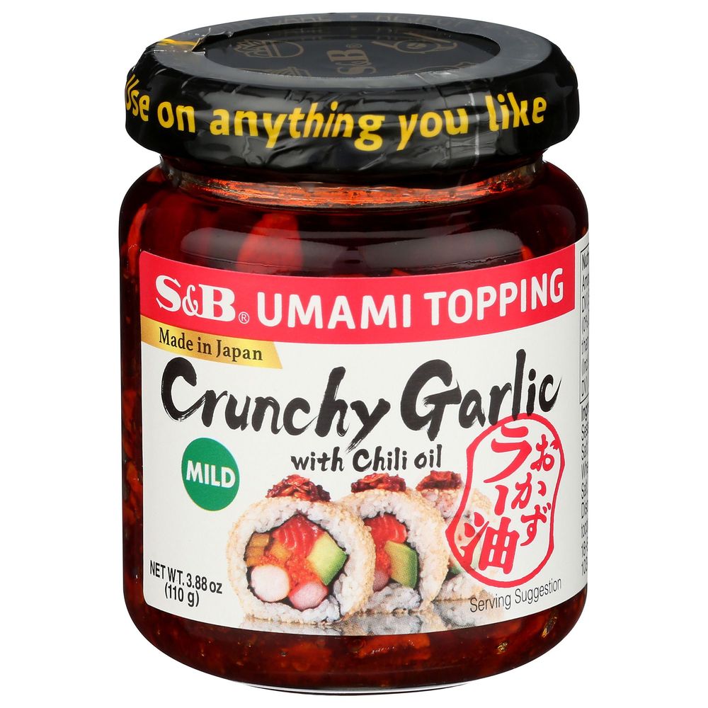 S and B Crunchy Garlic with Chili Oil Umami Topping, 3.9 Fluid Ounce ...