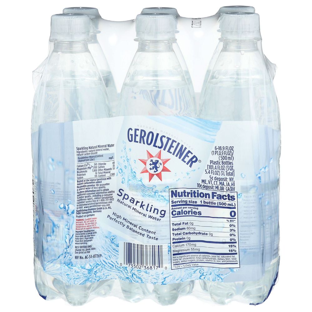 Gerolsteiner Sparkling Natural Mineral Water, 101.4 Fluid Ounce -- 4 per case