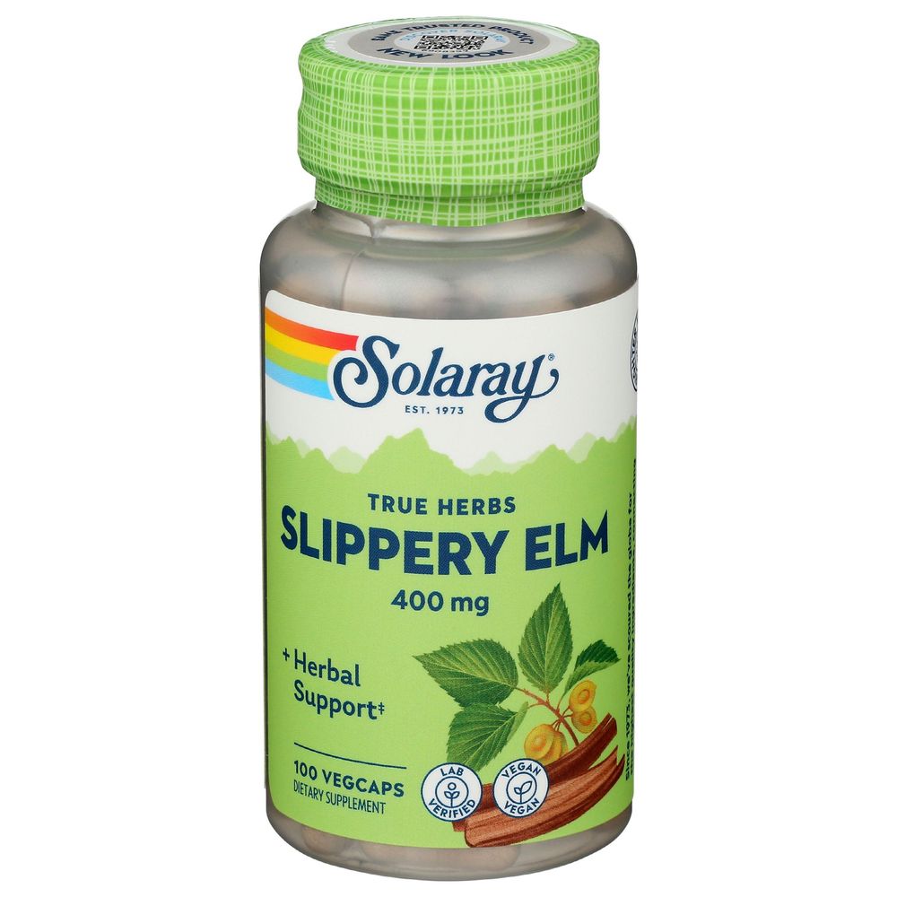 Solaray Slippery Elm Herbal Support 400 Mg VegCaps, 100 count