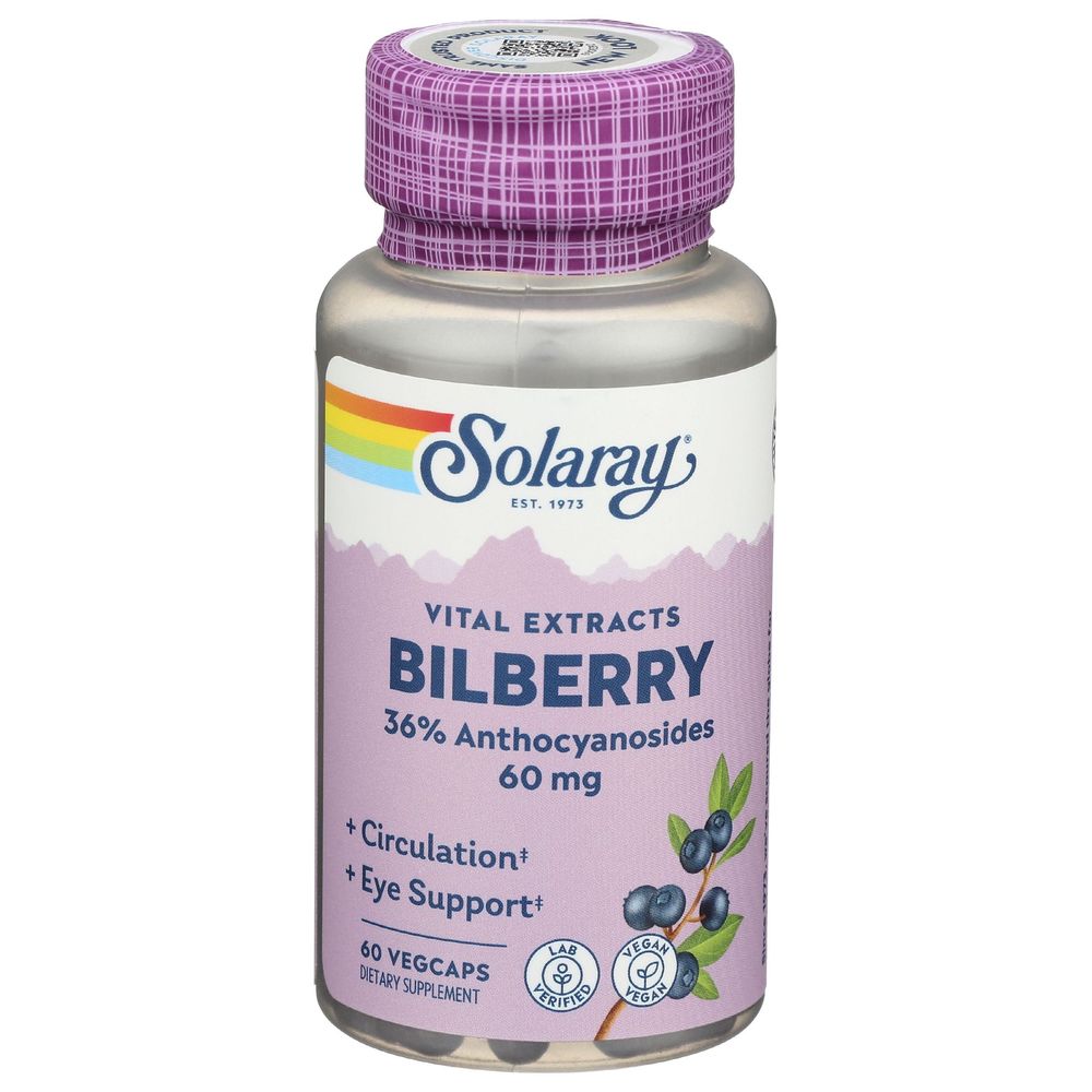 Solaray Bilberry Extract 60 Mg 36 Percent Anthocyanosides Vegetarian ...