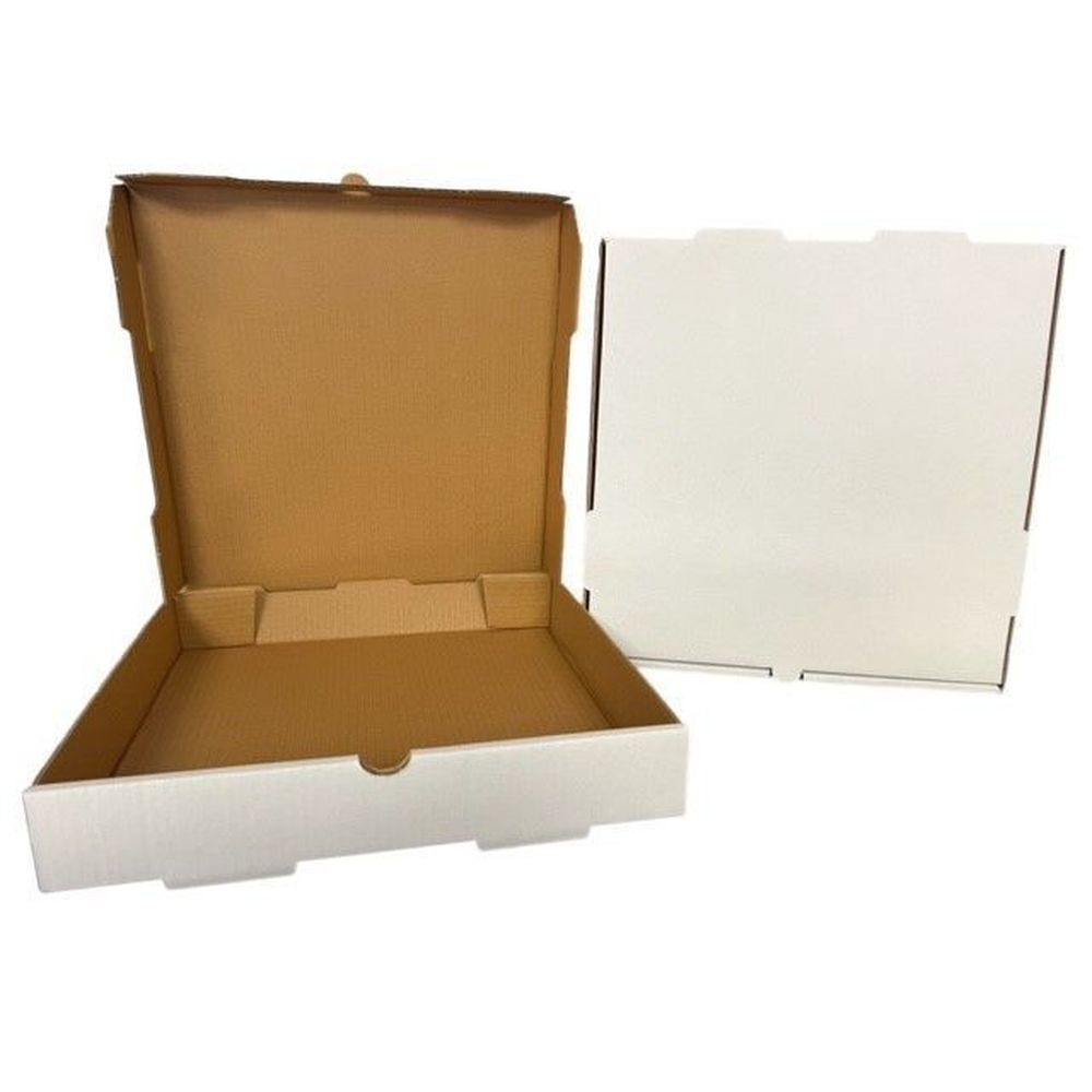 Nemco White / Kraft B Flute White Plain Pizza Box, 14 x 14 x 2 inch ...