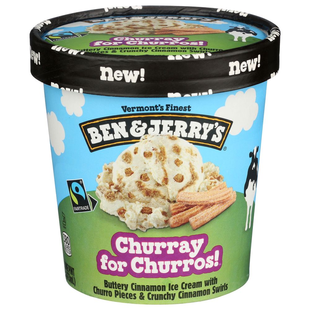 Ben and Jerrys Churray for Churros Cinnamon Ice Cream, 1 Pint -- 8 per case