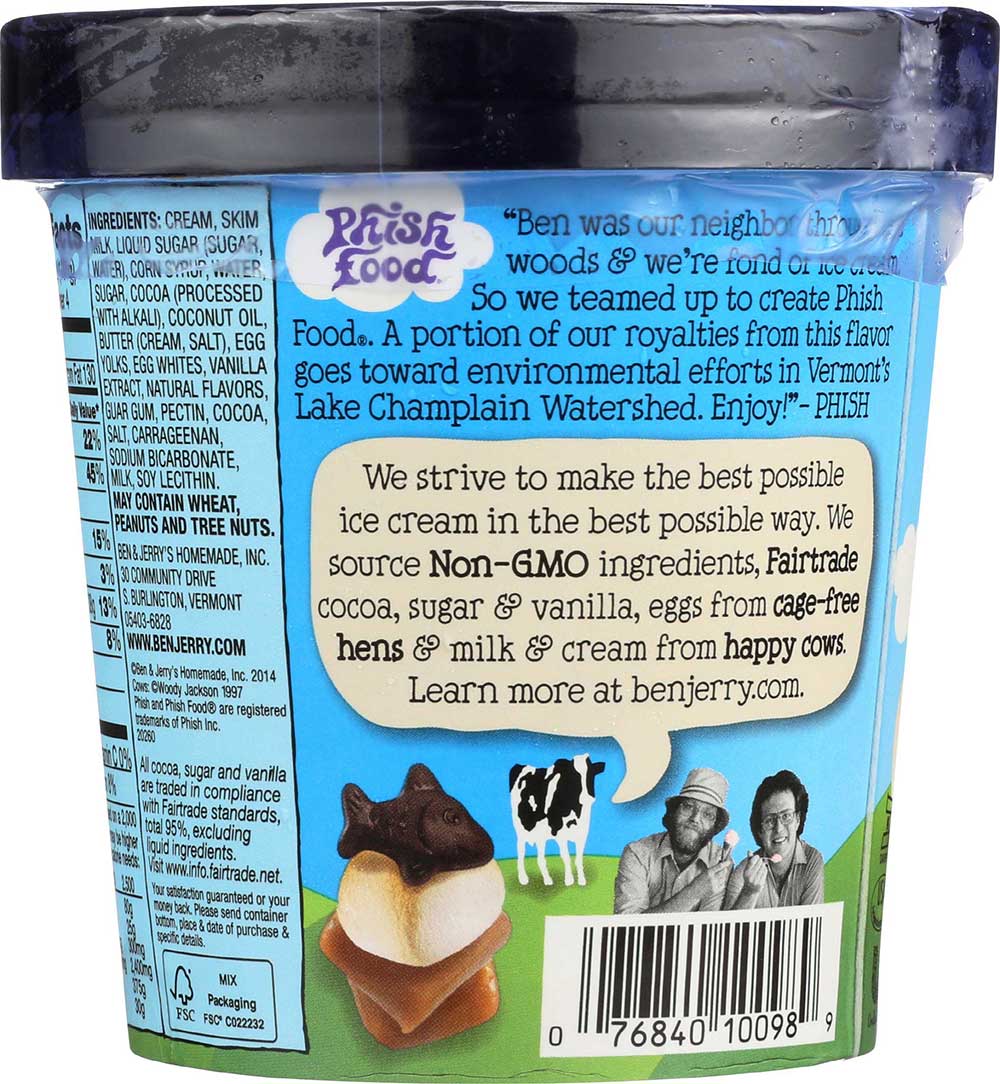 Ben and Jerrys Phish Food Chocolate Ice Cream 1 Pint 8 per case