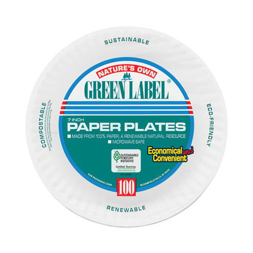 AJM Packaging White Uncoated Paper Plate, 7 inch Dia. -- 1000 per case