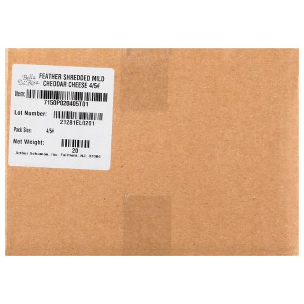 Bella Rosa Feather Shredded Mild Cheddar Cheese, 20 Pound