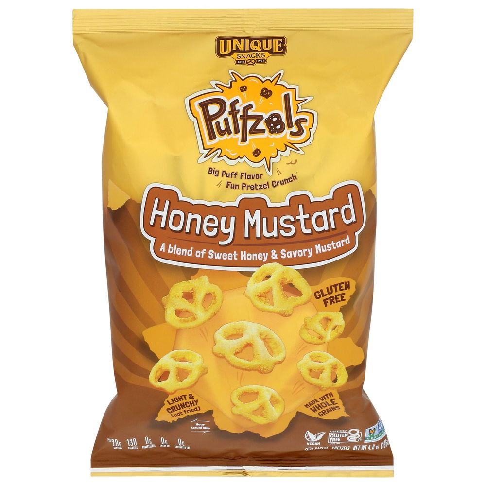 Unique Honey Mustard Puffzels, 4.8 Ounce -- 6 per case