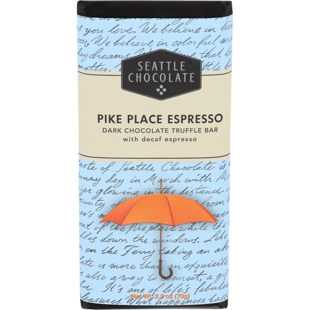 Seattle Chocolate Pike Place Espresso Dark Chocolate Truffle Bar, 2.5 ...