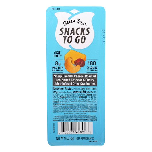 Bella Rosa Snacks To Go Colored Sharp Cheddar Cheese, 1.5 Ounce -- 16 ...