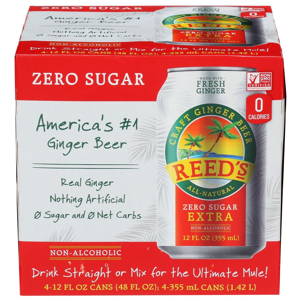 Reeds Zero Sugar Extra Ginger Beer, 48 Fluid Ounce -- 6 per case