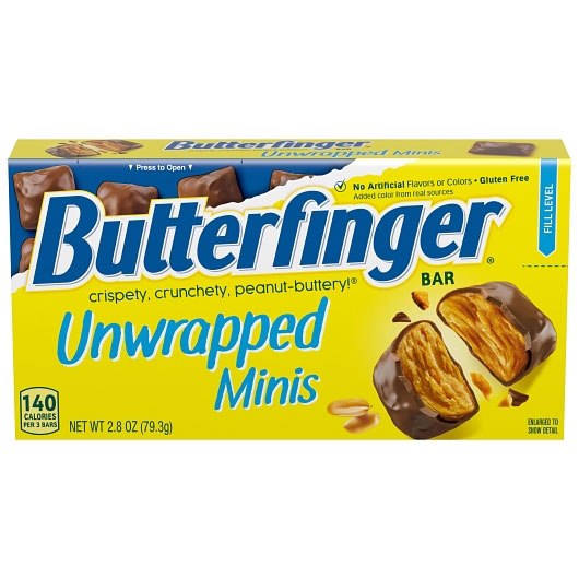 Butterfinger Unwrapped Minis Crispety Crunchety Peanut-Buttery Bar ...