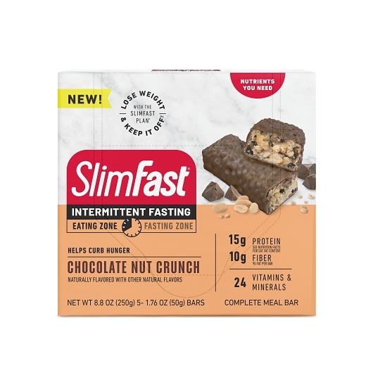 Slimfast Intermittent Fasting Chocolate Nut Crunch Meal Bar, 0.44 Pound ...