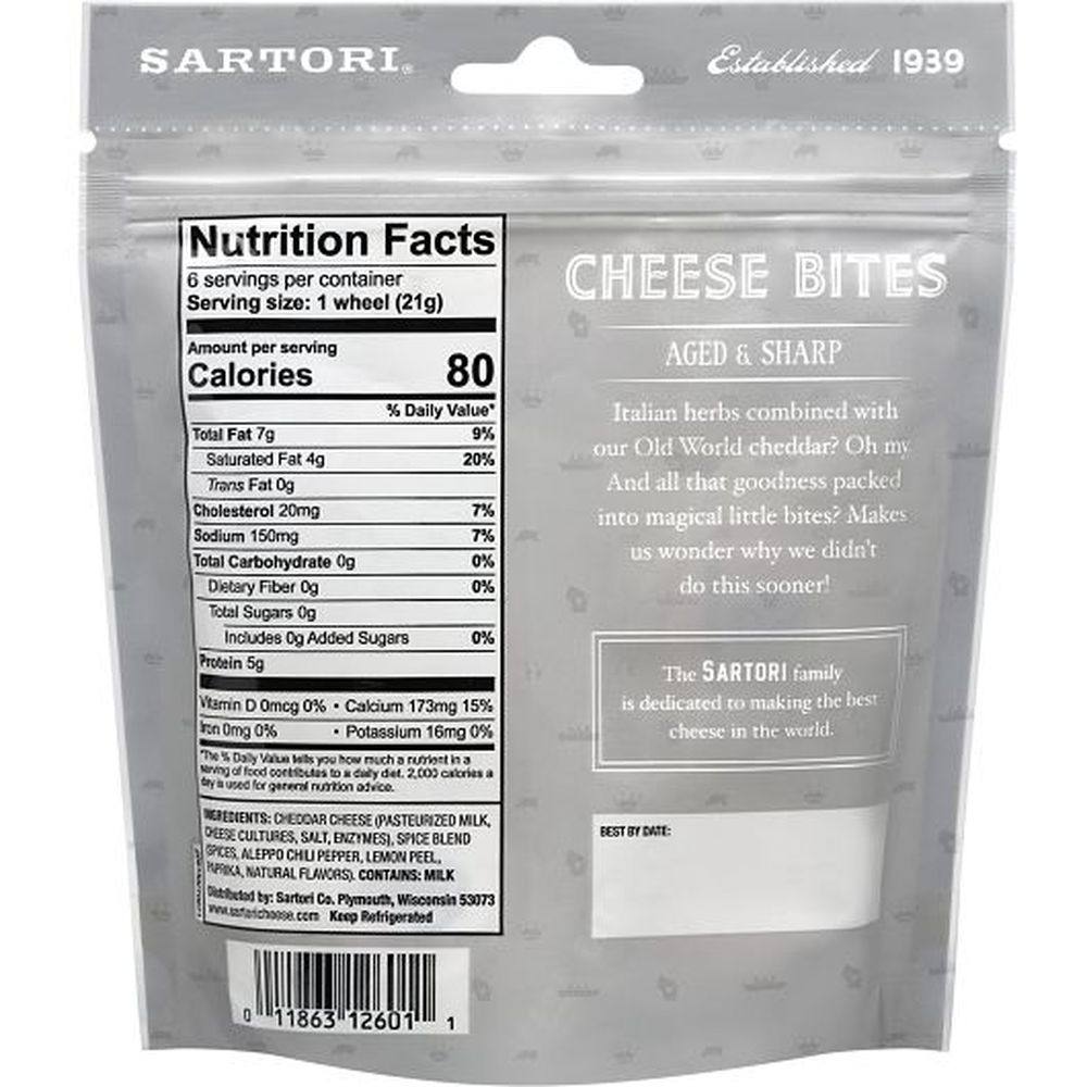 Sartori Italian Herb Old World Cheddar Cheese Bites, 4.5 Ounce -- 12 ...