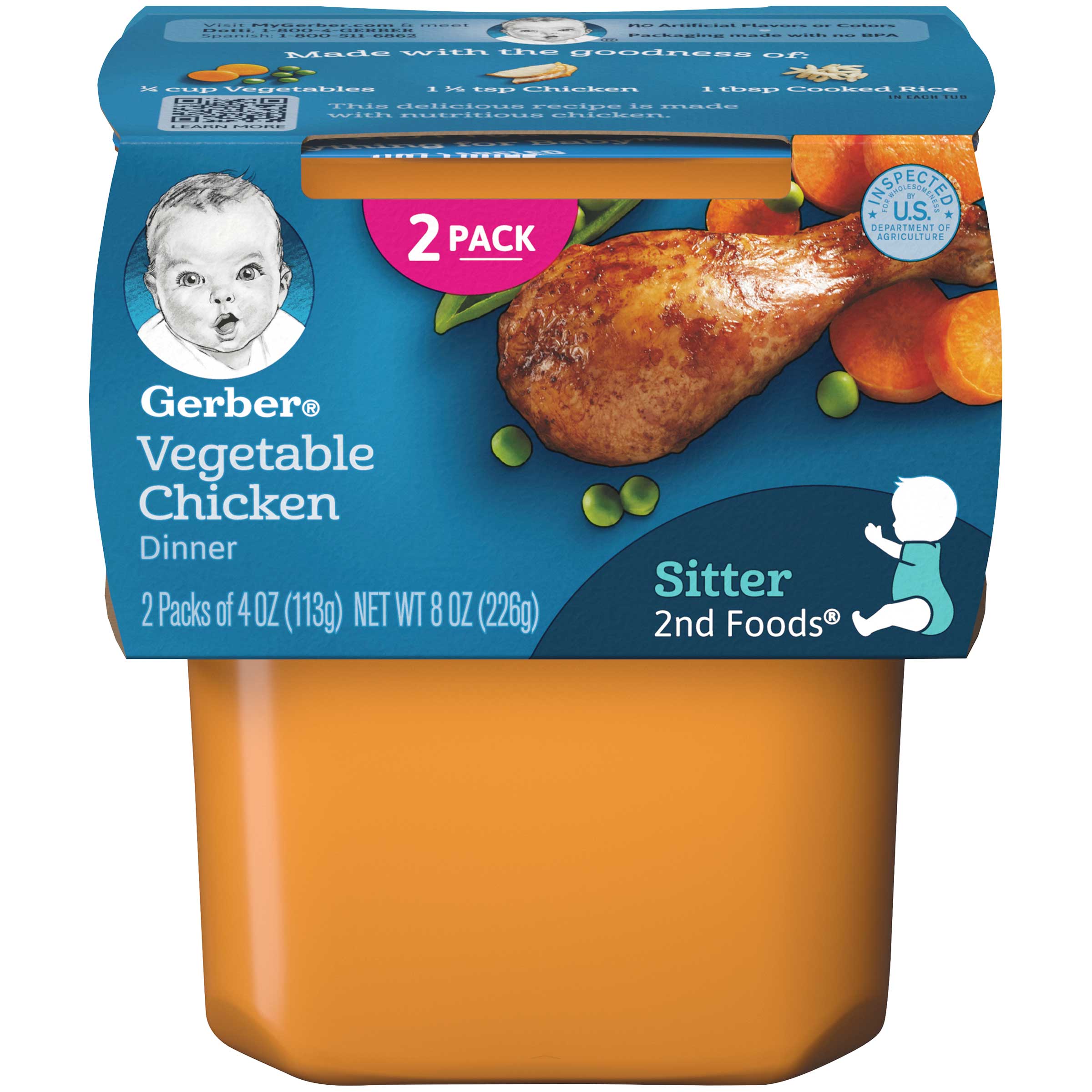 Gerber 2nd Foods Vegetable Chicken Baby Food, 7 Ounce -- 8 per case.