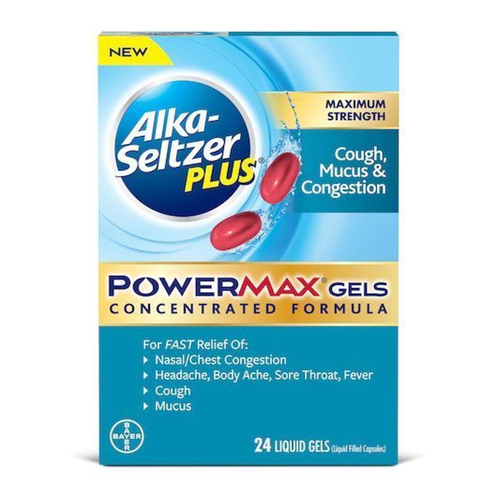 Alka-Seltzer Plus Cough Mucus and Congestion PowerMax Liquid Gel, 24 ...