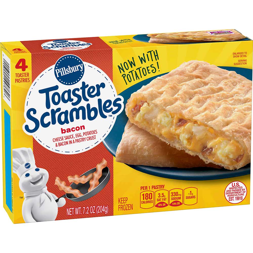 Pillsbury Cheese Egg Bacon Toaster Scrambles Pastries, 7.2 Ounce -- 12 ...