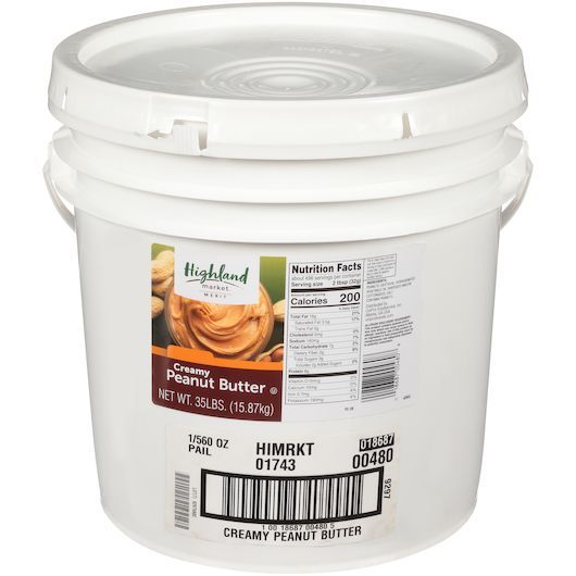 Highland Market Merit Creamy Peanut Butter, 35 Pound Pail