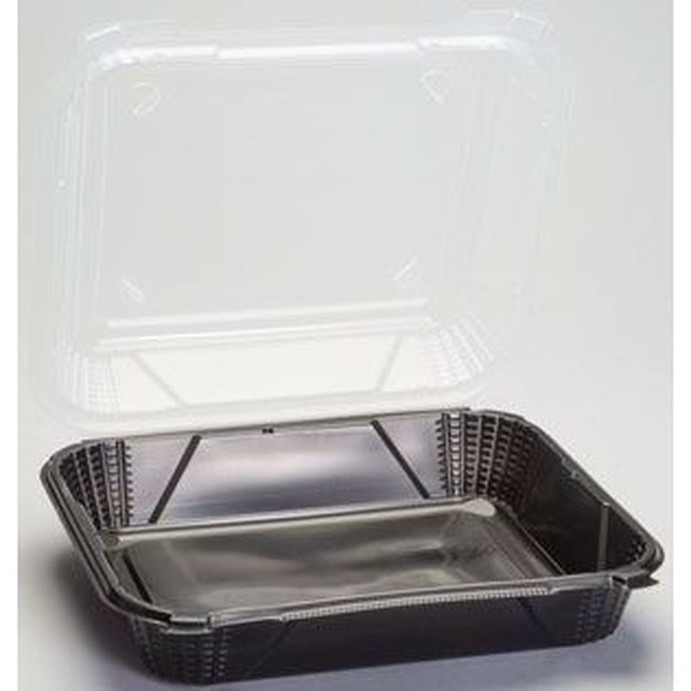 Genpak ProView Jumbo Black Base Hinged Food Container with Clear Lid ...